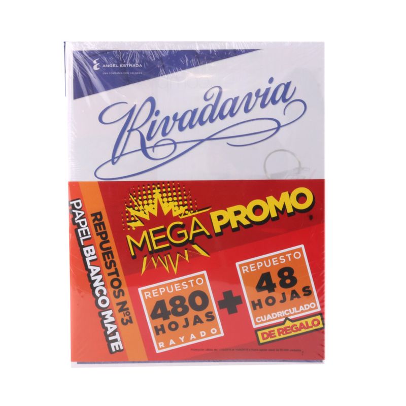 REP HOJAS RIVADAVIA BLANCO MATE RAY 480 HOJAS + REP CUADRO 48 HOJAS - Vea