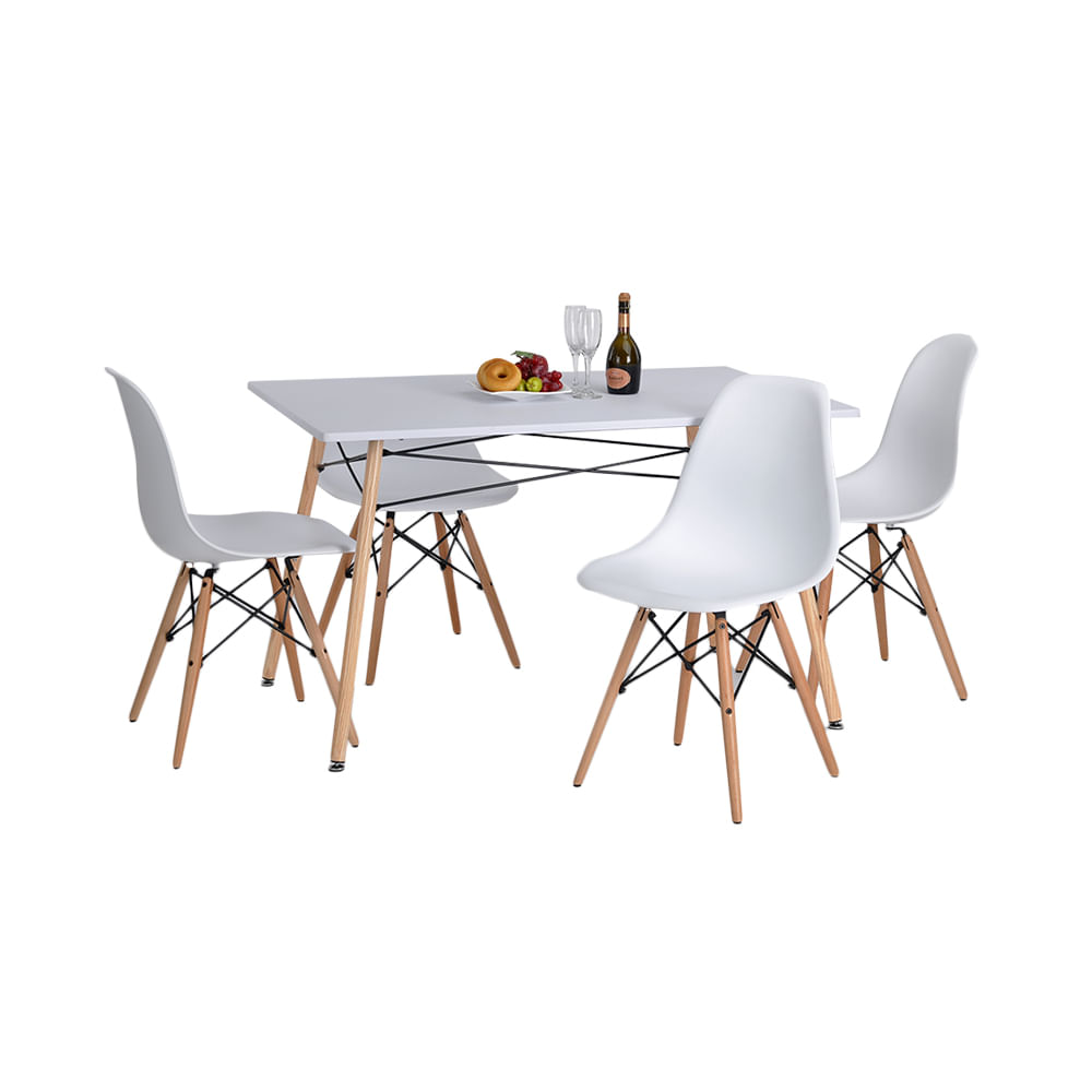 Set Comedor Rectangular Mesa + 4 sillas 120x80x75cm