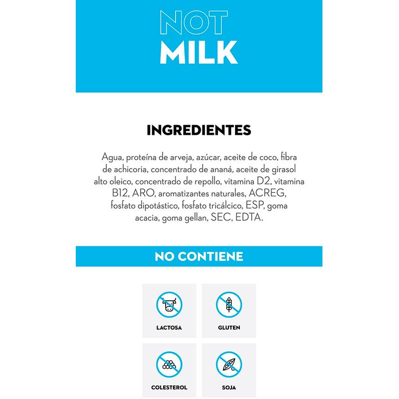 Bebida Vegetal Notmilk Plain Semi Descremada 1 L Not Milk - Disco