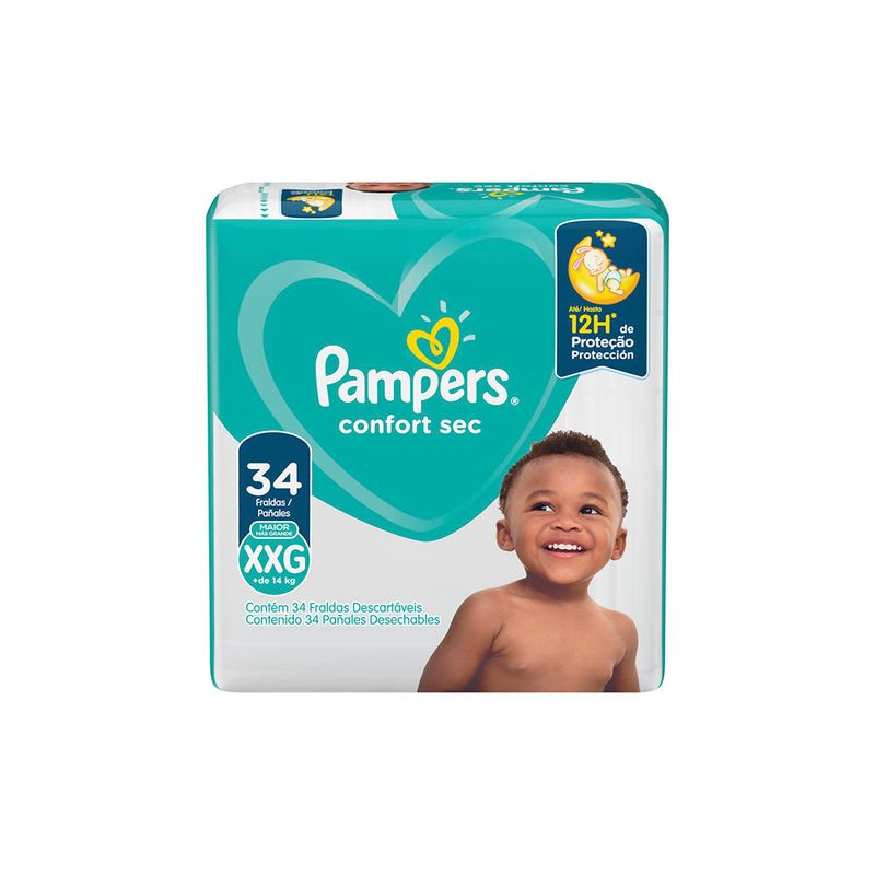 Pañales Pampers Confort Sec Max Xxg 34 Un Disco