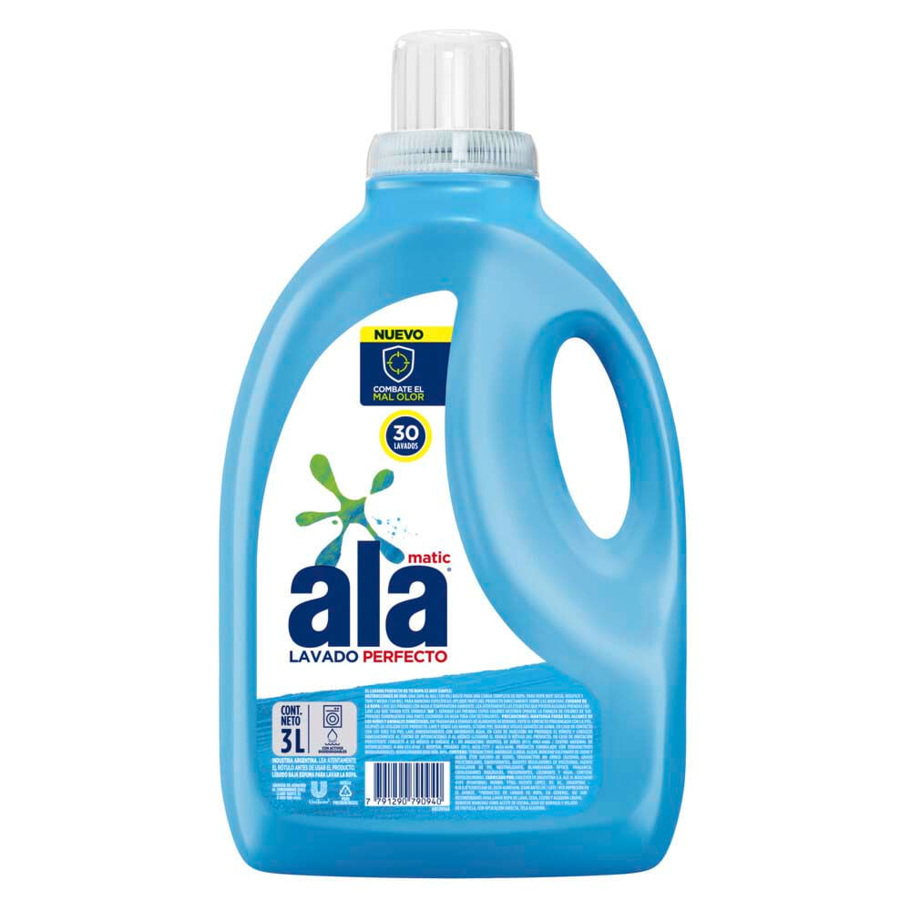 Detergente p/ ropa Ala Liquido Comb Mal Olor Bot 3L