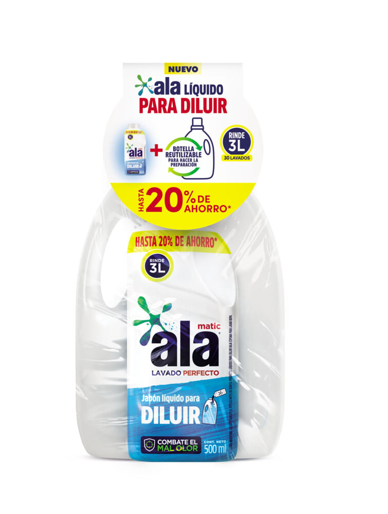 Detergente p/ ropa ALA Liquido Diluible 500ml+Bot3L