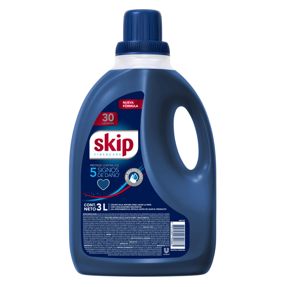 Detergente p/ ropa SKIP LIQ FIBERCARE ROPA BOT 3L