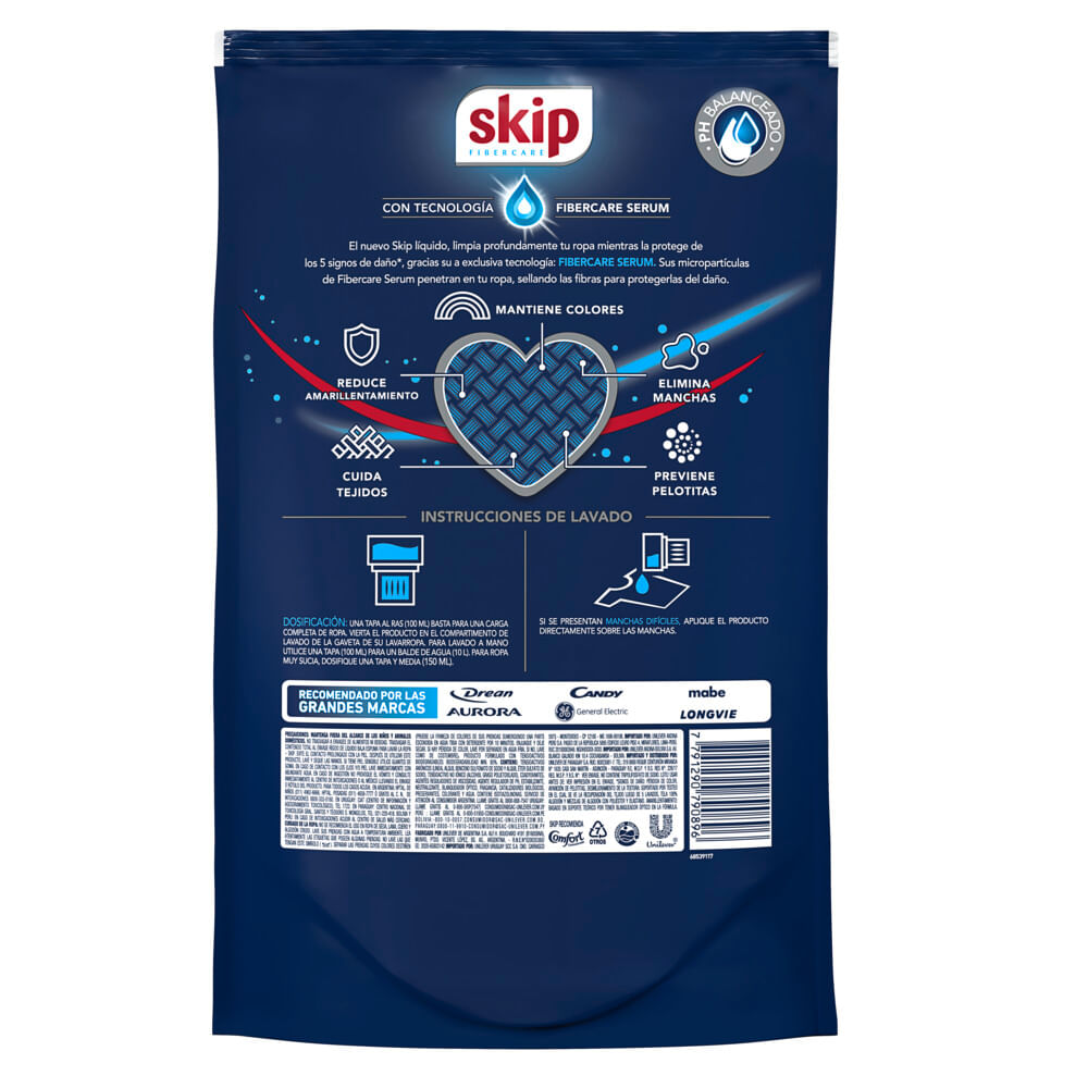 Detergente p/ ropa SKIP LIQ FIBERCARE LV ROPA DP 1.4L - Vea