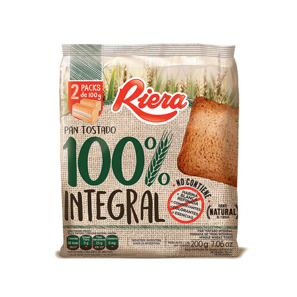 Tostadas Riera 100Integral 200 Gr - Vea