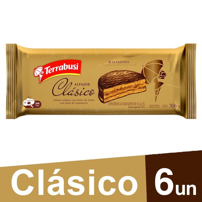 Alfajor TERRABUSI Clasico 6x51g