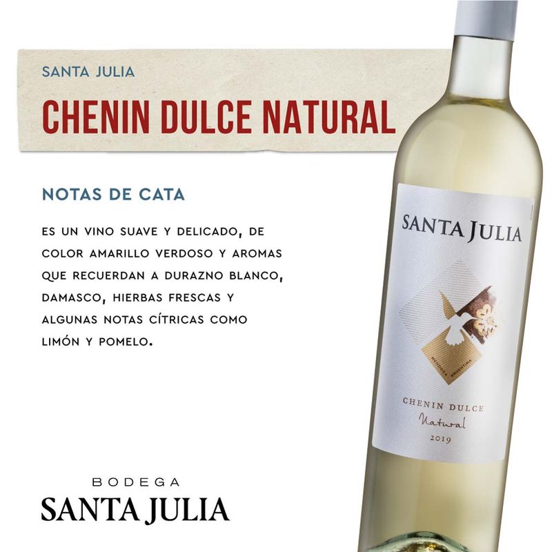 VINO BLANCO SANTA JULIA CHENIN DULCE NATURAL 750 CC - Disco VINO BLANCO SANTA JULIA CHENIN DULCE NATURAL 750 CC - Disco