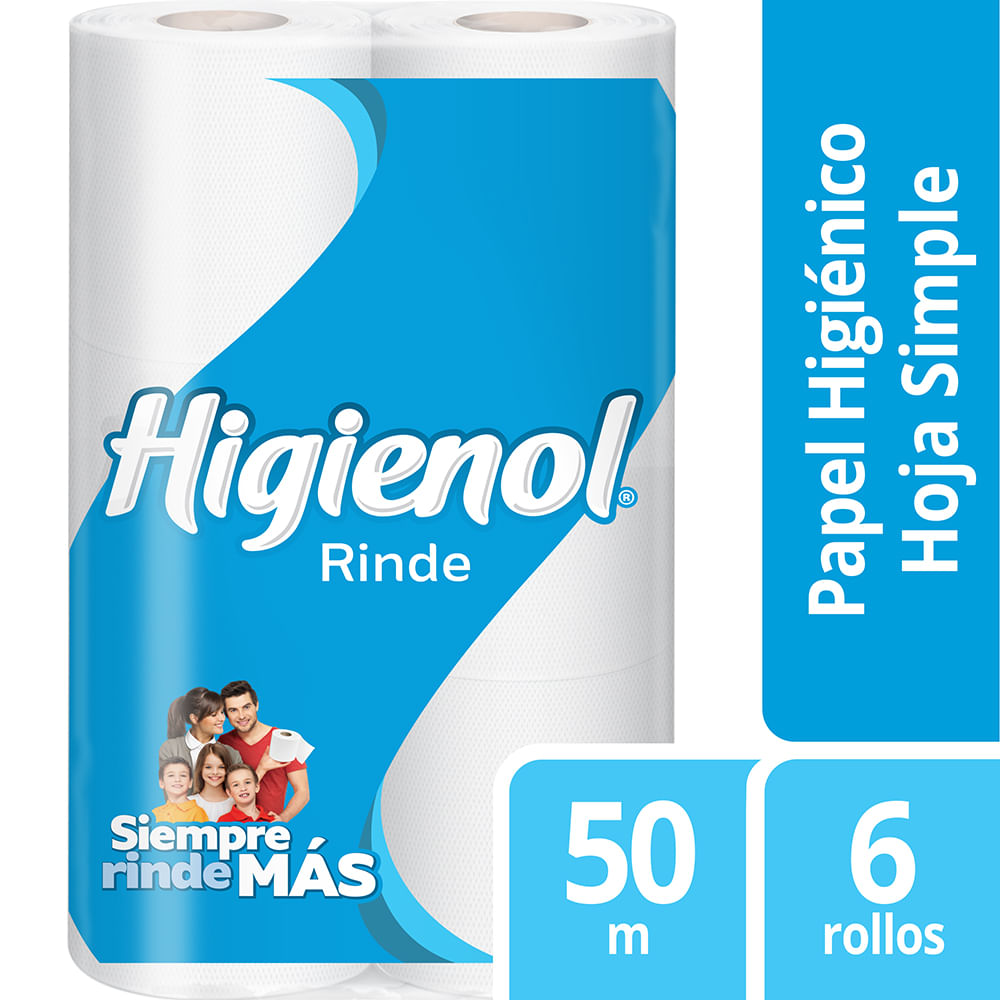 Papel HigiÉnico Higienol Rinde Hoja Simple 50 M 6 Rollos Vea