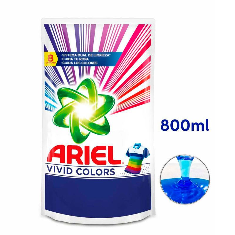 Jabon ARIEL colores vivos pouch 800ml - Vea