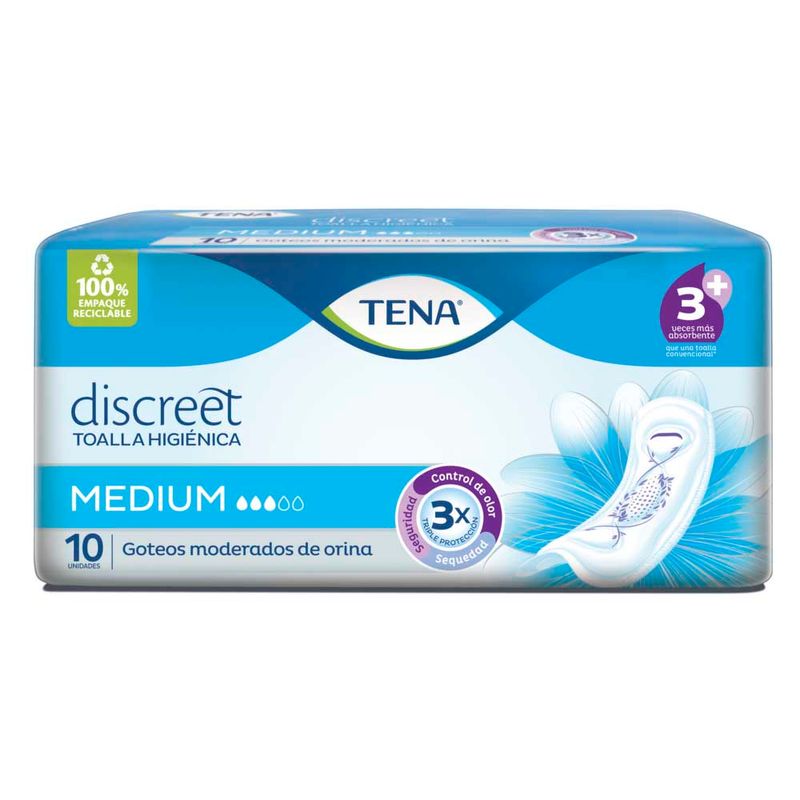 TOALLA TENA DISCREET MEDIUM X10 - Disco