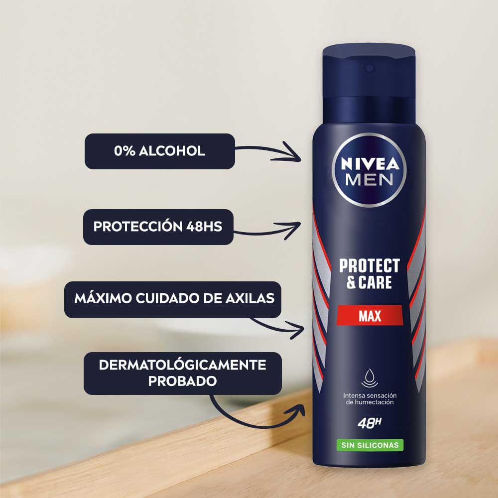 DESODORANTE NIVEA MEN PROTECT & CARE MAX SIN SILICONAS 150ML - Jumbo
