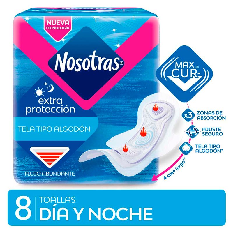 TOALLA NOSOTRAS DÍA Y NOCHE MAX CURV X 8 U - Disco
