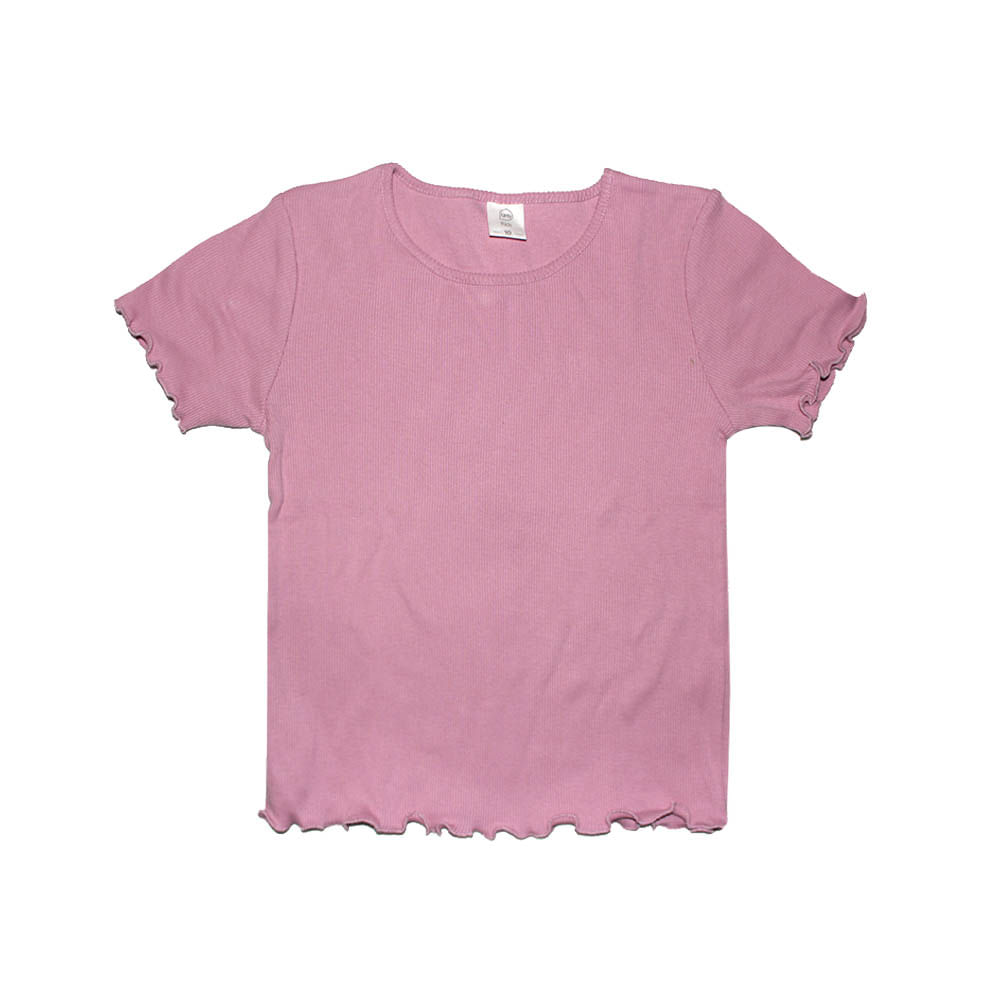 REMERA NIÑA MANGA CORTA RIB ROSA T.4-12 SET URB - Jumbo